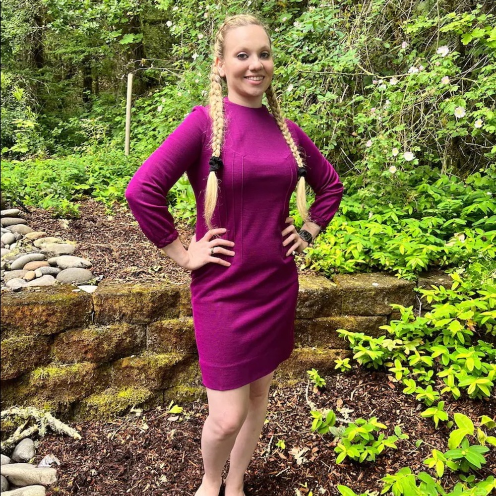 1960s Jonathan Logan Petite Purple Knit Mod Dress Siz… - Gem